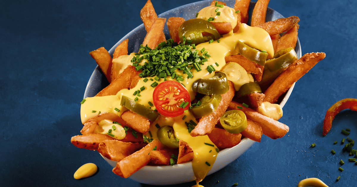 SWEET POTATO CHILI CHEDDAR FRIES – Now at HANS IM GLÜCK ULM Münsterplatz